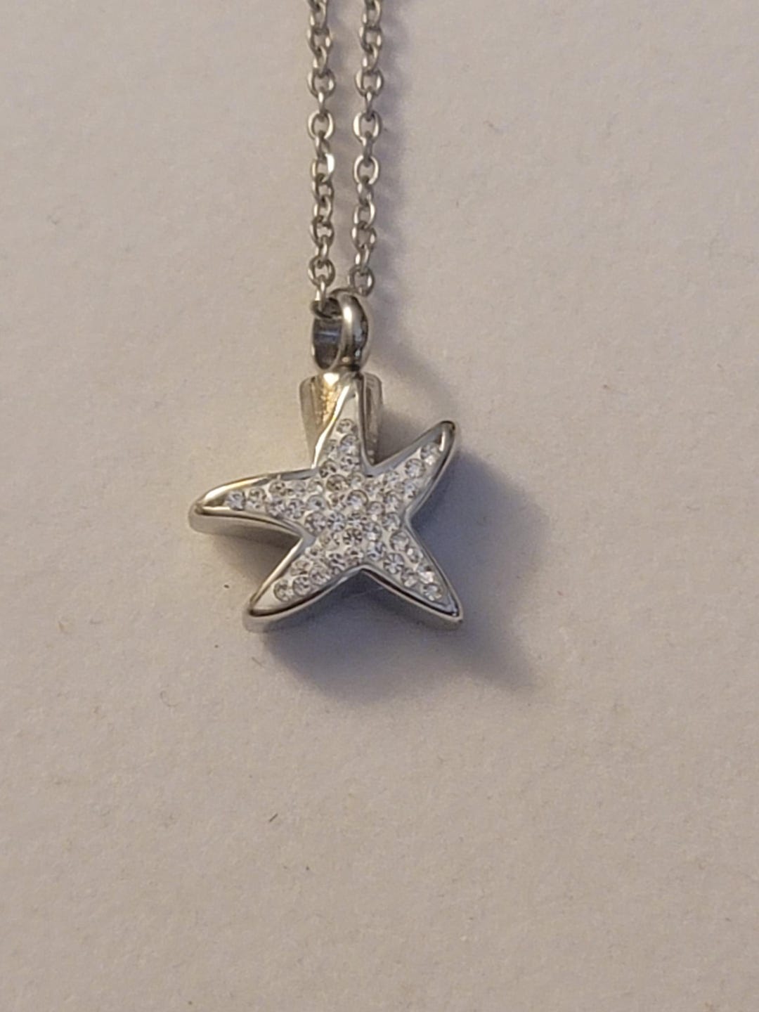 Silver Rhinestone Sea Star Cremation Urn Necklace - Memorial Jewelry - Etsy