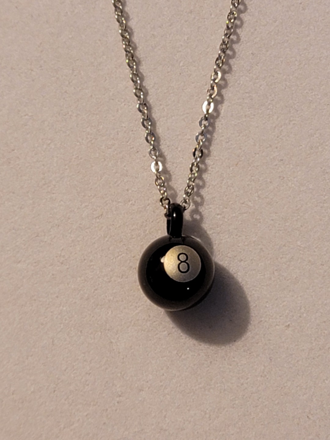 Black 8-ball Cremation Urn Necklace: Stainless Steel Pool Player ...