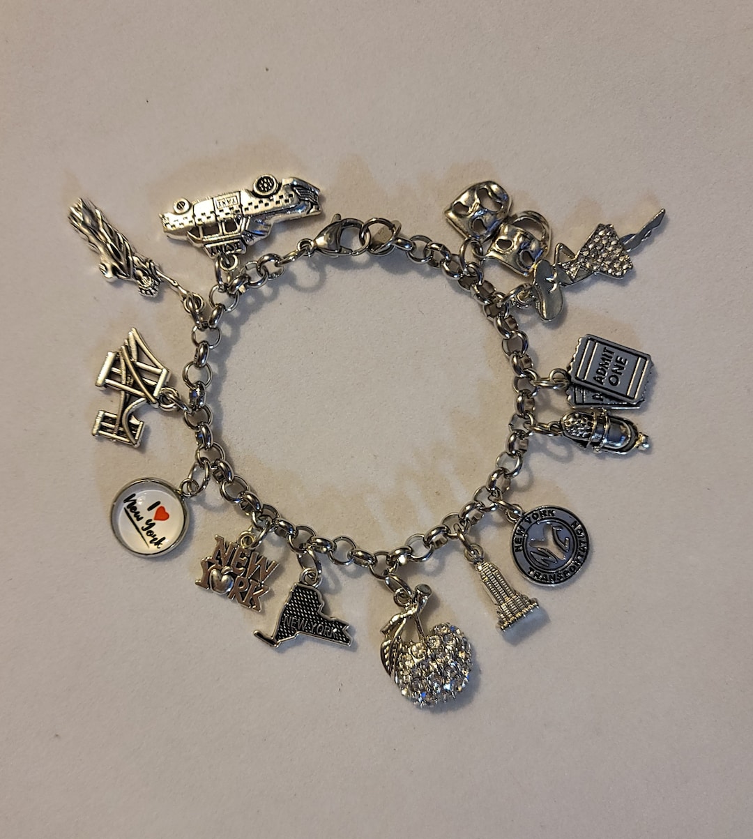 Silver New York Chain Bracelet, New York Charm Bracelet, Bracelet, New ...