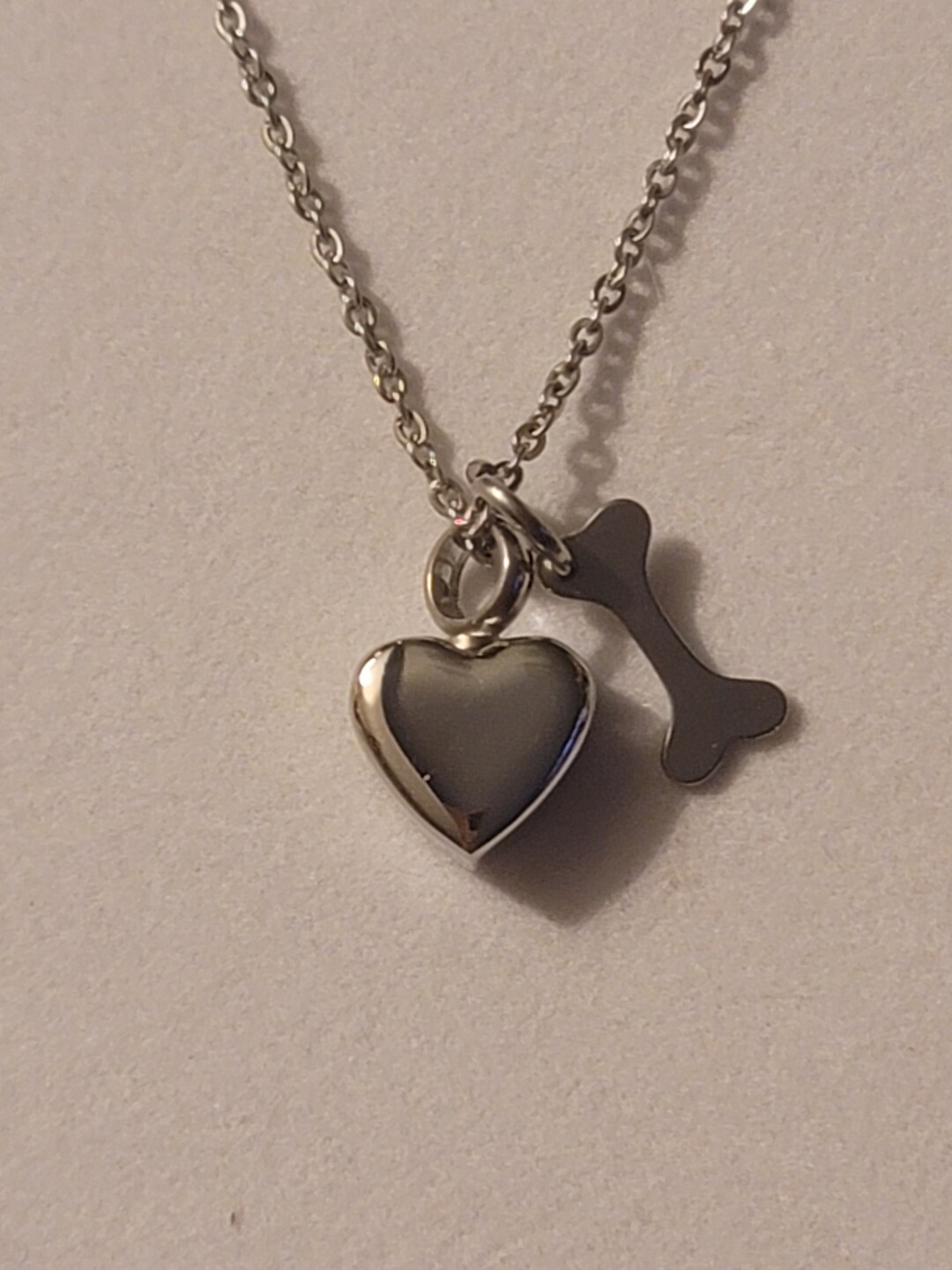 Silver Heart & Dog Bone Cremation Urn Necklace - Memorial Jewelry - Etsy