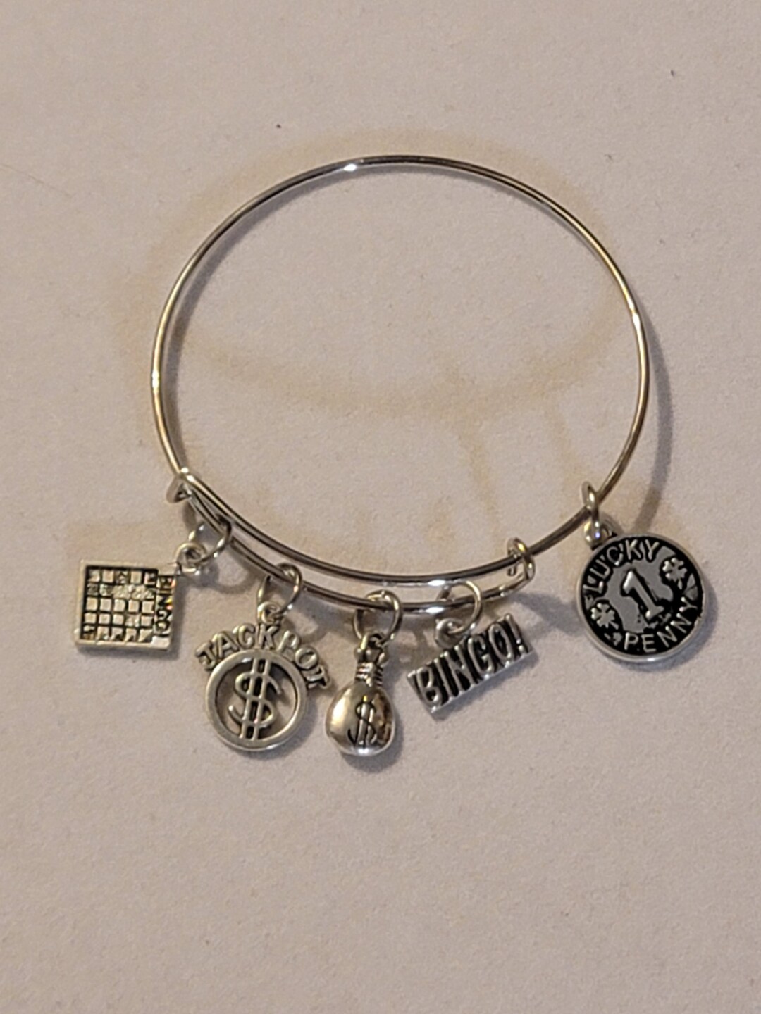 Silver Bingo Charm Bangle Bracelet: Bingo Player Gift - Etsy