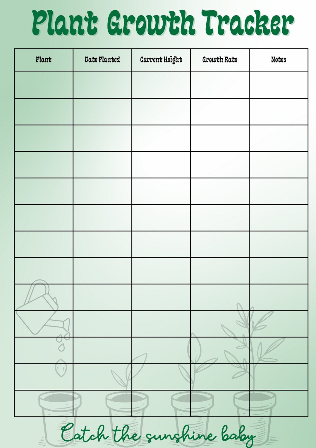 Printable, Plant Growth Tracker, Houseplant Planner, Indoor Plant Care ...