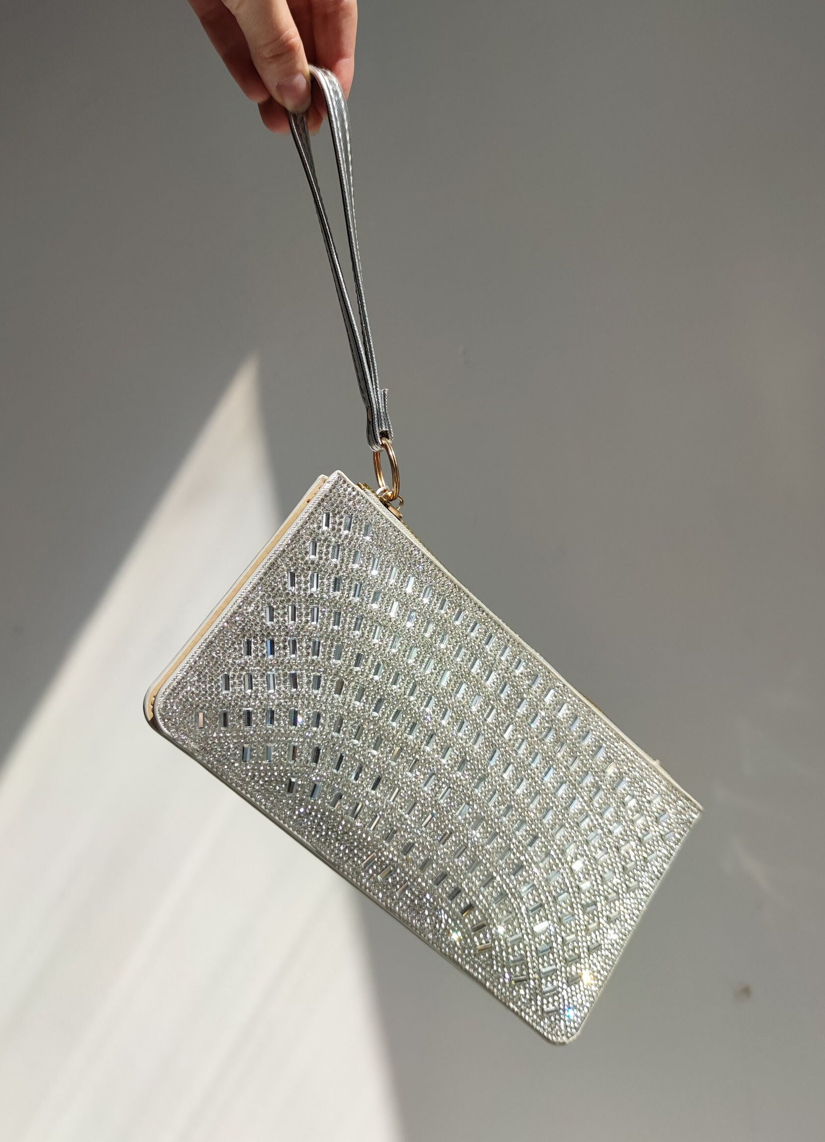 Sparkly Rhinestone Diamante Wristlet Purse in Silver, Black, Rainbow ...
