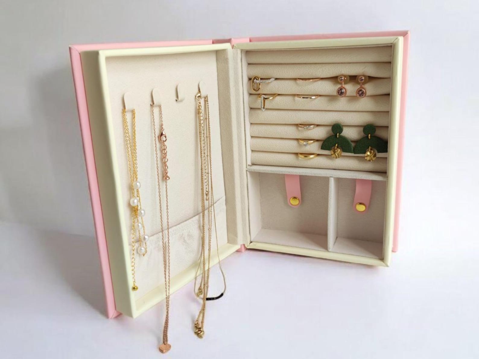 Book Shaped Faux Leather Jewellery Storage Box - in Pink Magic Book or ...