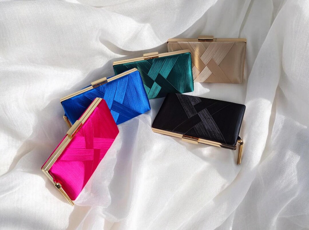 Woven Satin Box Clutch With Tassel: Bridal Evening Handbag - Etsy