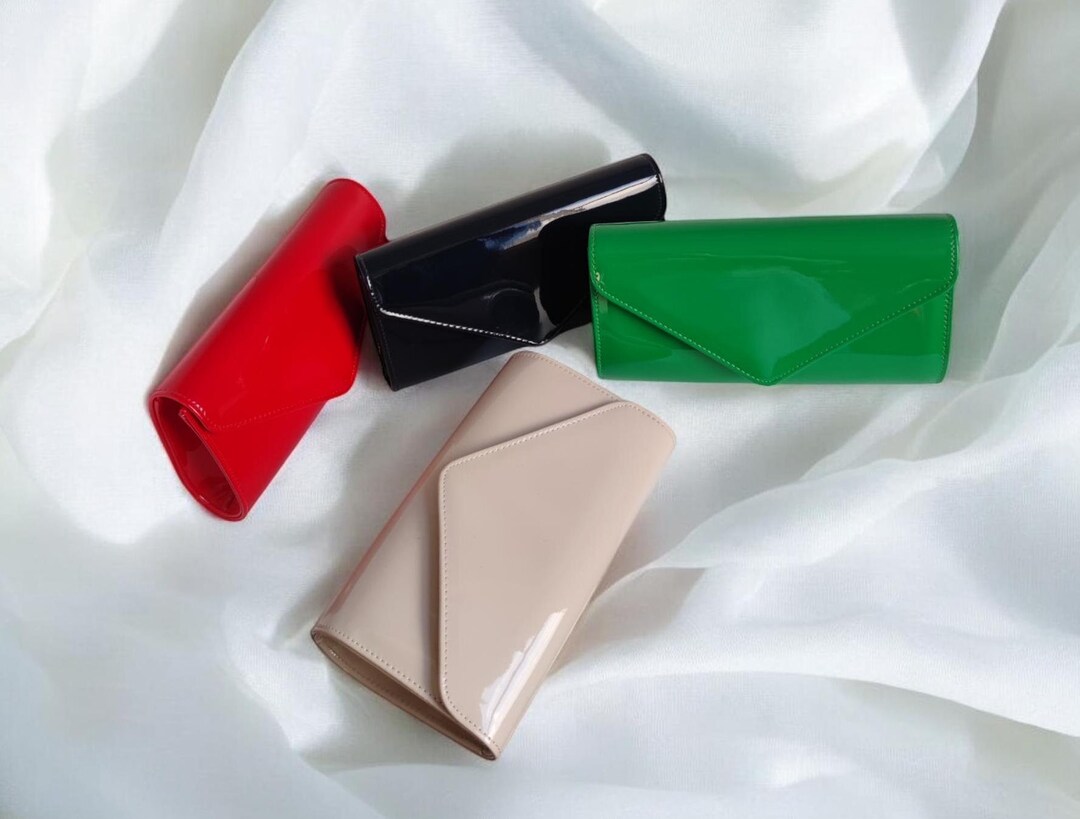 Faux Glossy Patent Leather Envelope Clutch - Evening Handbag - Etsy