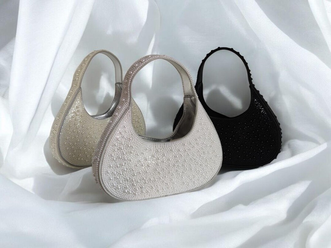 All Over Faux Pearl Embellished Grab Bag - Evening and Bridal Handbags ...