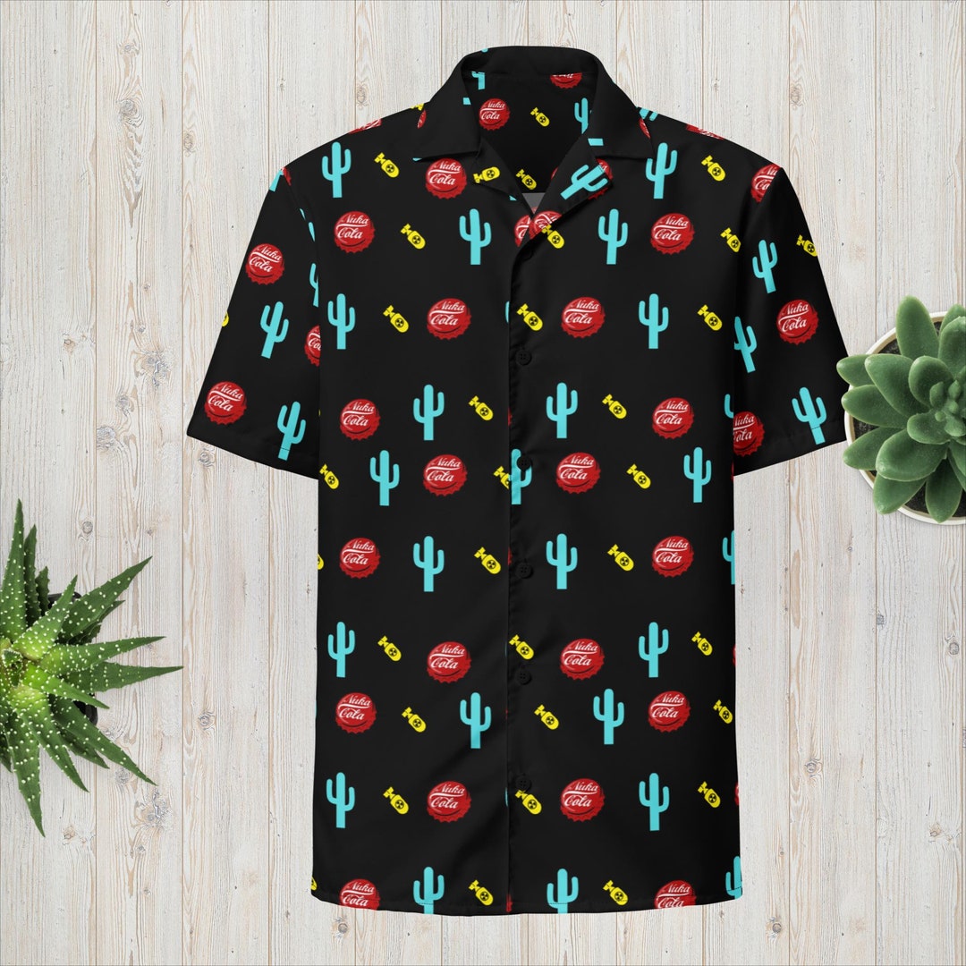 Buy Fallout Nuka Cola Fat Man All Over Button-up 6XL Black Shirt Online ...