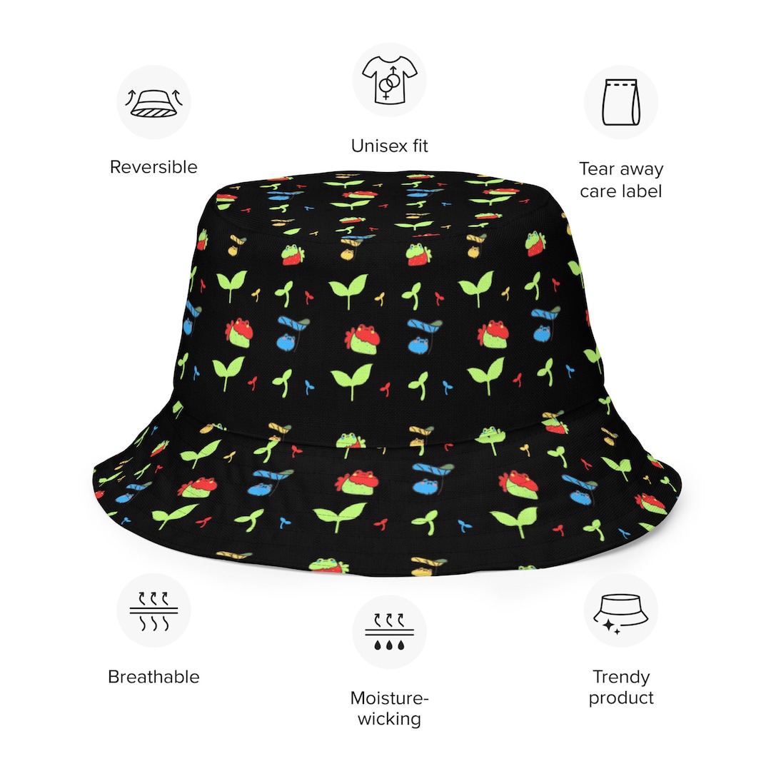Sprout Frog Strawberry Reversible Black and Green Festival Rave Bucket ...