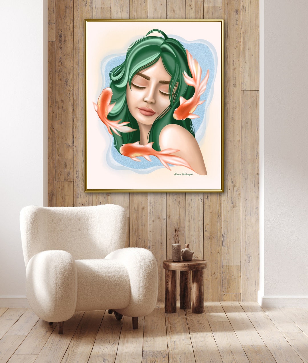 Goldfish Girl Wall Art Rolled Posters Print Artwork - Etsy