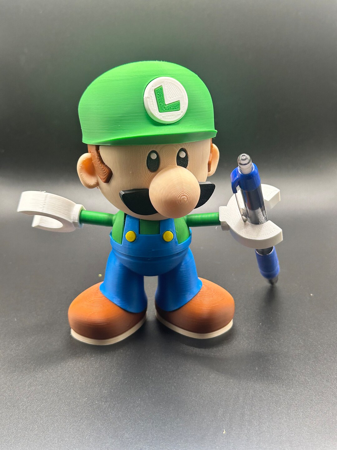 3D Printed Luigi, Gamer Room Decor, Pen Holder, Poseable Figurine ...