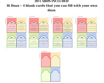 Islamic Dua Flash Cards 55 Printable Supplications for Muslims, Hisn Al ...