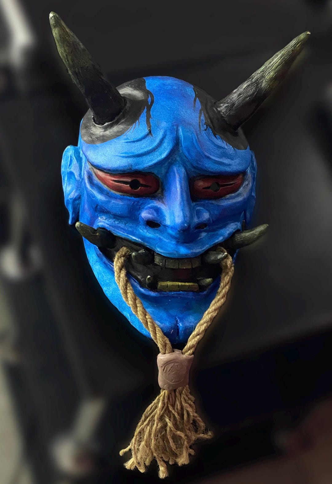 Hannya Blue Hannya Mask Japanese Warrior Mask Handmade Gift for Him Oni ...