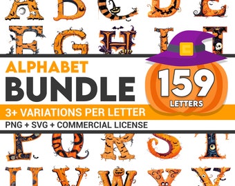 Halloween Alphabet Doodle Letters2. Files Bundle, Fall Autumn ...