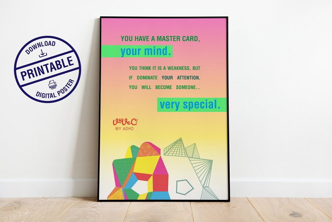 ADHD Poster | Printable Wall Art | ADHD Print | Mental Health | Social ...