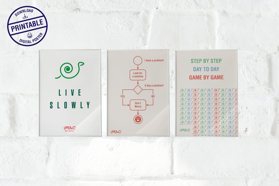 Set of 3 Coach Posters Printable Wall Art ADHD Print Mental Health ...