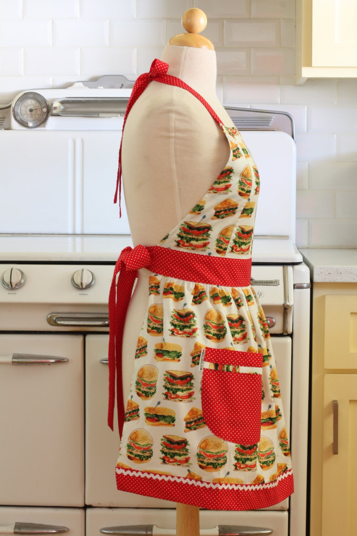 Retro Apron Burgers and Sandwiches on White CHLOE | Etsy