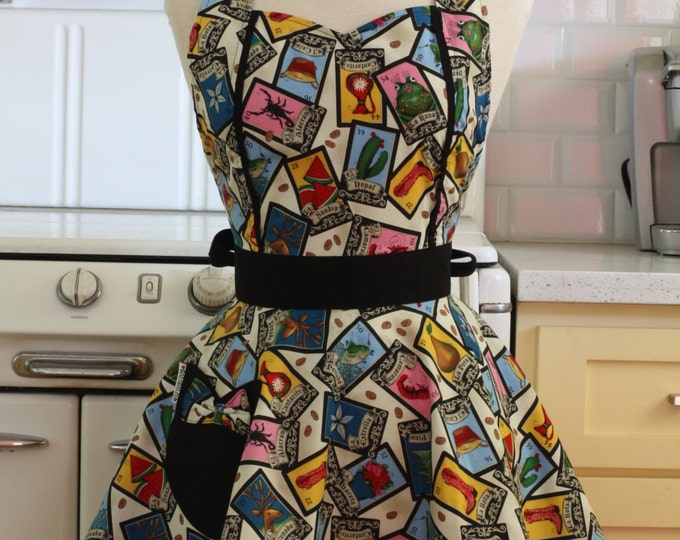 Apron Retro Style Sweetheart Neckline Loteria Full Apron MAGGIE - Etsy