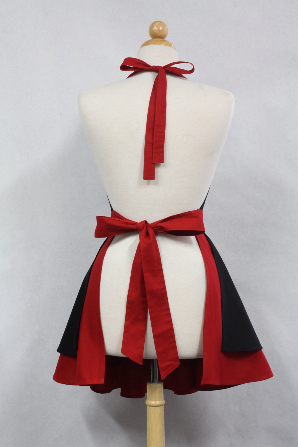 Apron French Maid Solid Black With Red Double Circle Skirt - Etsy