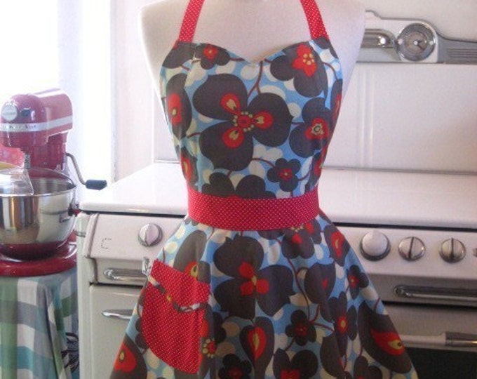 The BELLA Vintage Inspired AMY BUTLER Blue Morning Glory Full Apron - Etsy