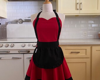 Apron French Maid Red and White Polka Dot With Black Double - Etsy