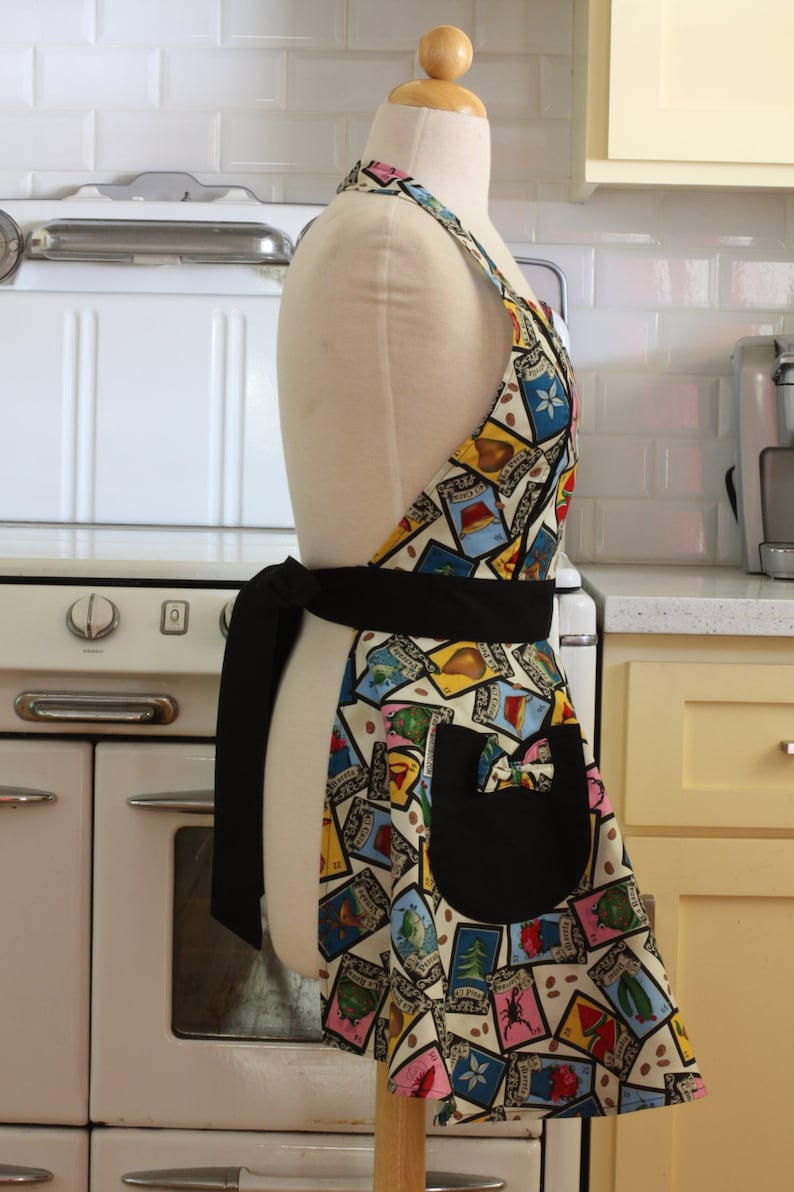 Apron Retro Style Sweetheart Neckline Loteria Full Apron | Etsy