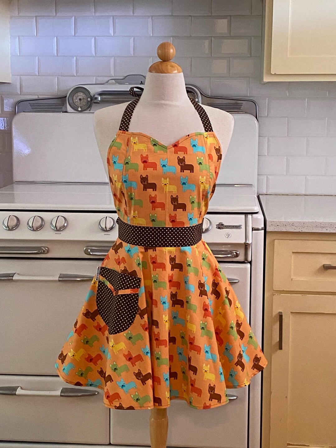 Retro Sweetheart Apron - Frenchie Dog - BELLA - Etsy