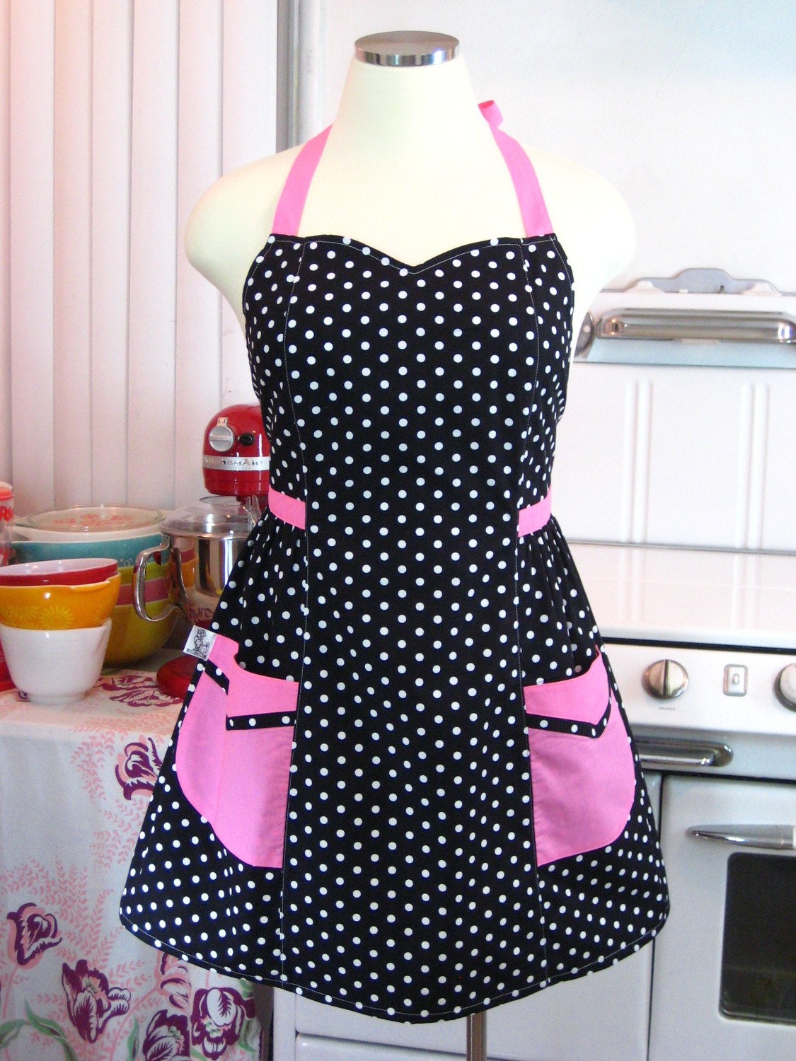 Retro Apron Plus Size Sweetheart Neckline Black and White - Etsy