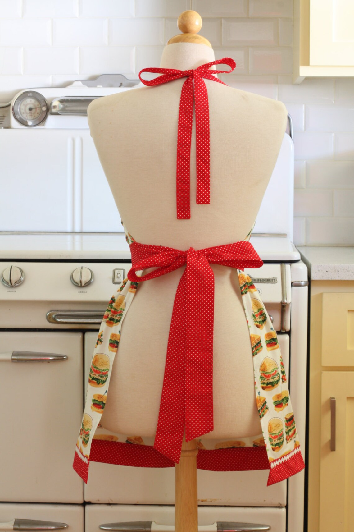 Retro Apron Burgers and Sandwiches on White CHLOE | Etsy