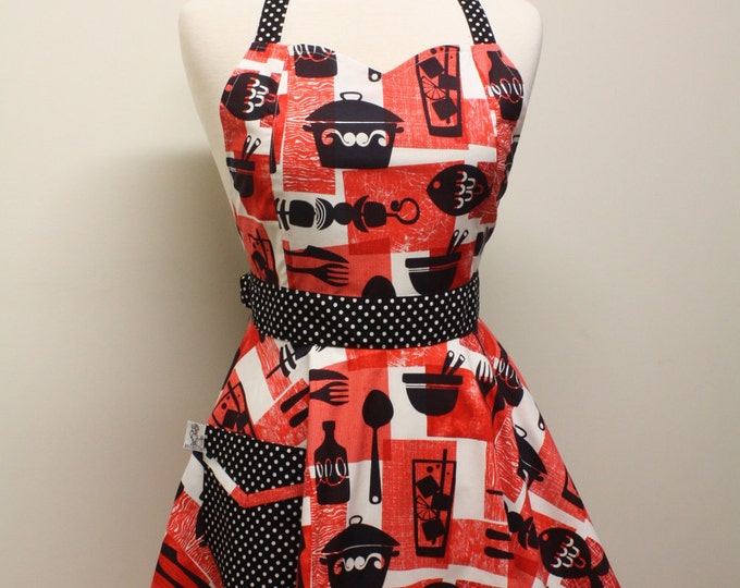 Apron Retro Style Sweetheart Neckline Retro Potluck Full Apron - Etsy