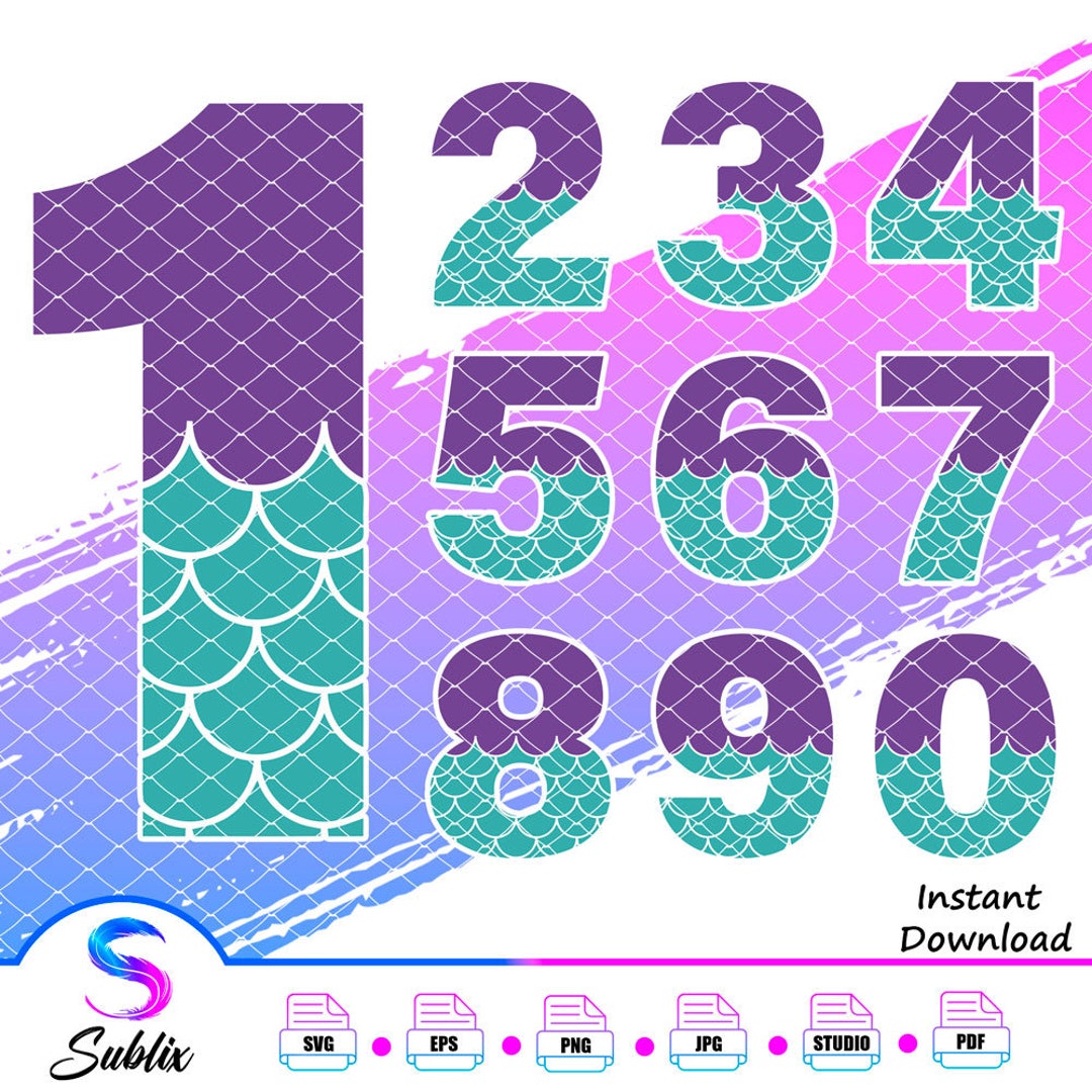 Mermaid Number Svg, Birthday Mermaid SVG Bundle, Mermaid Birthday ...