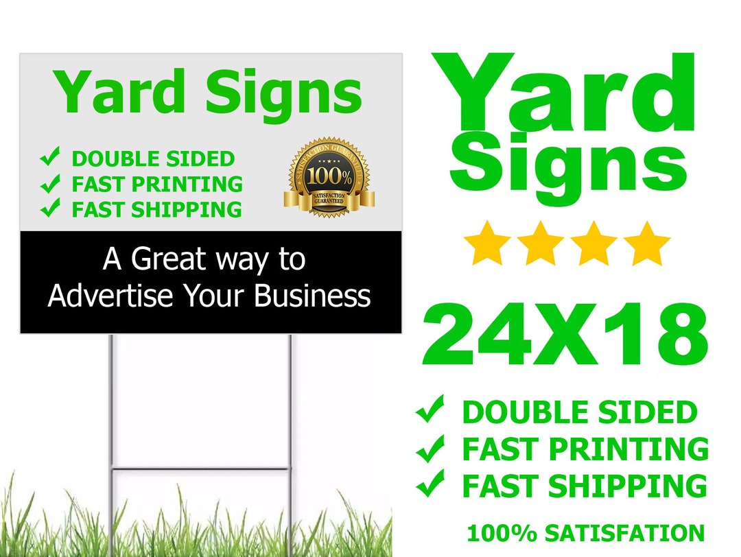 10 Pack Custom Yard Signs-18x24-full Color Design-double Sided - Etsy