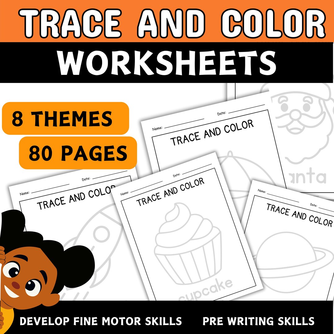 Trace & Color Worksheets Preschool, Kindergarten Fine Motor ...