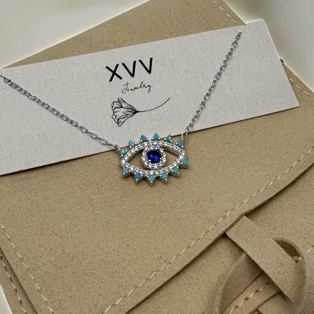 Sterling Silver Evil Eye Necklace, Evil Eye Jewelry, Eye Necklace ...