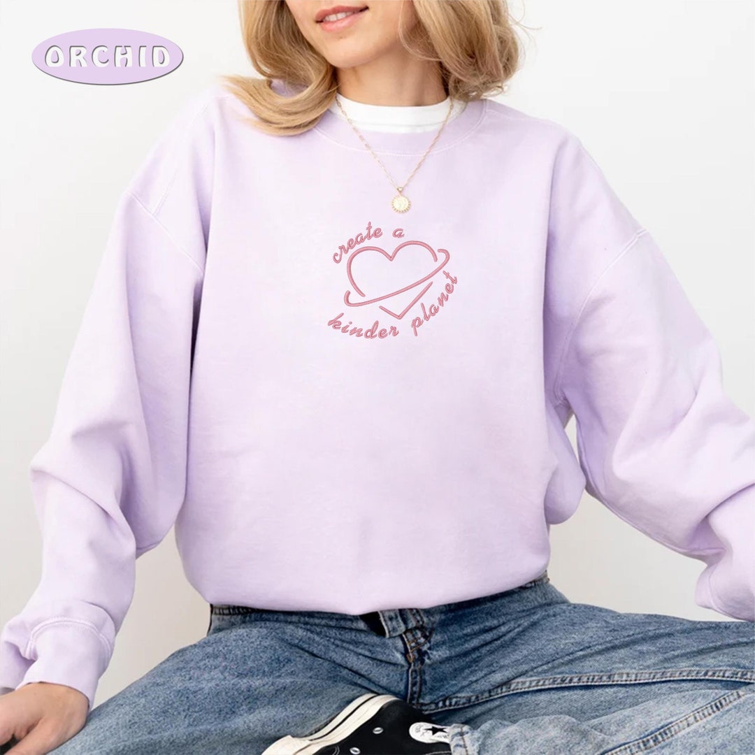 Embroidered Create a Kinder Planet Sweater, Kind Planet Sweater, Planet ...