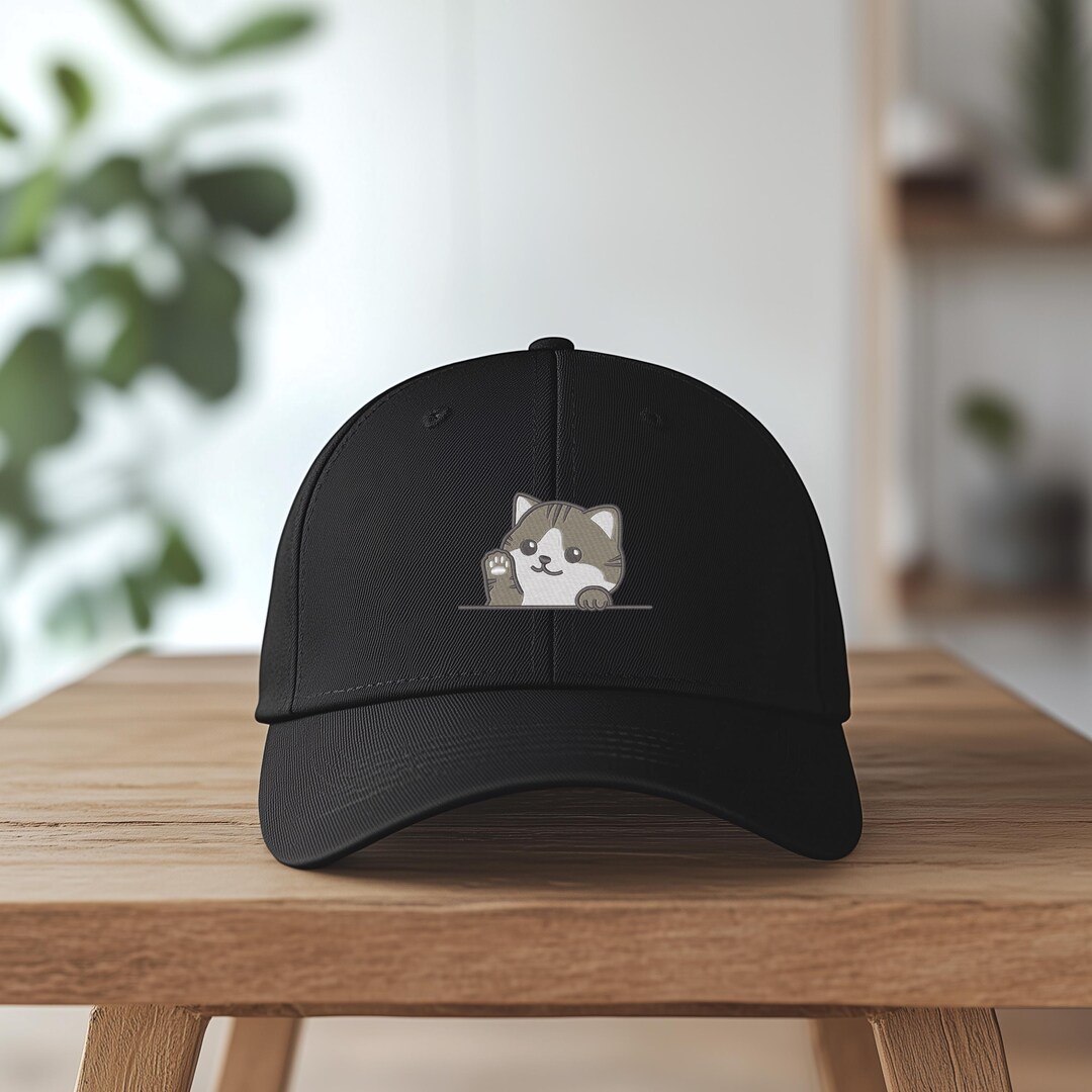 Embroidered Cat Baseball Hat, Cute Cat Cap, Cat Lovers Hat, Cap for ...