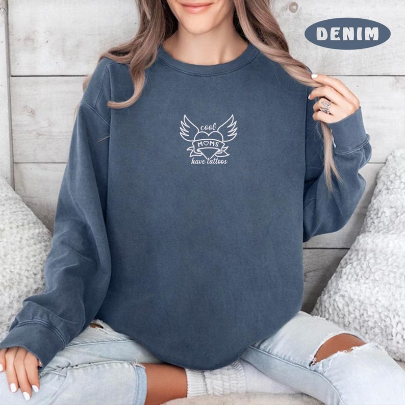 Embroidered Cool Moms Have Tattoos Sweatshirt, Cool Mom Sweatshirt, Mom ...