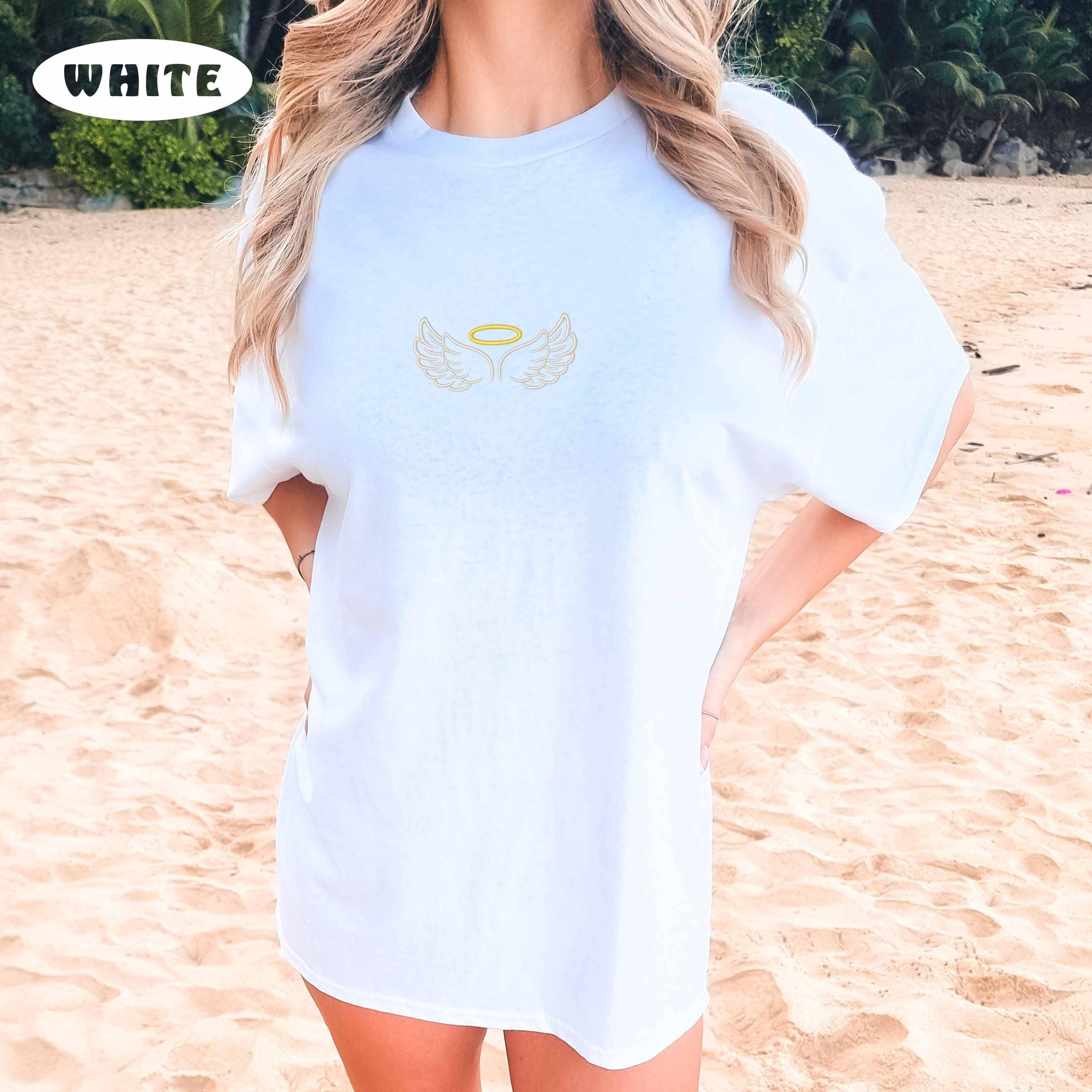 Embroidered Angel Wings Shirt, Guardian Angel Shirt, Religious Shirts ...
