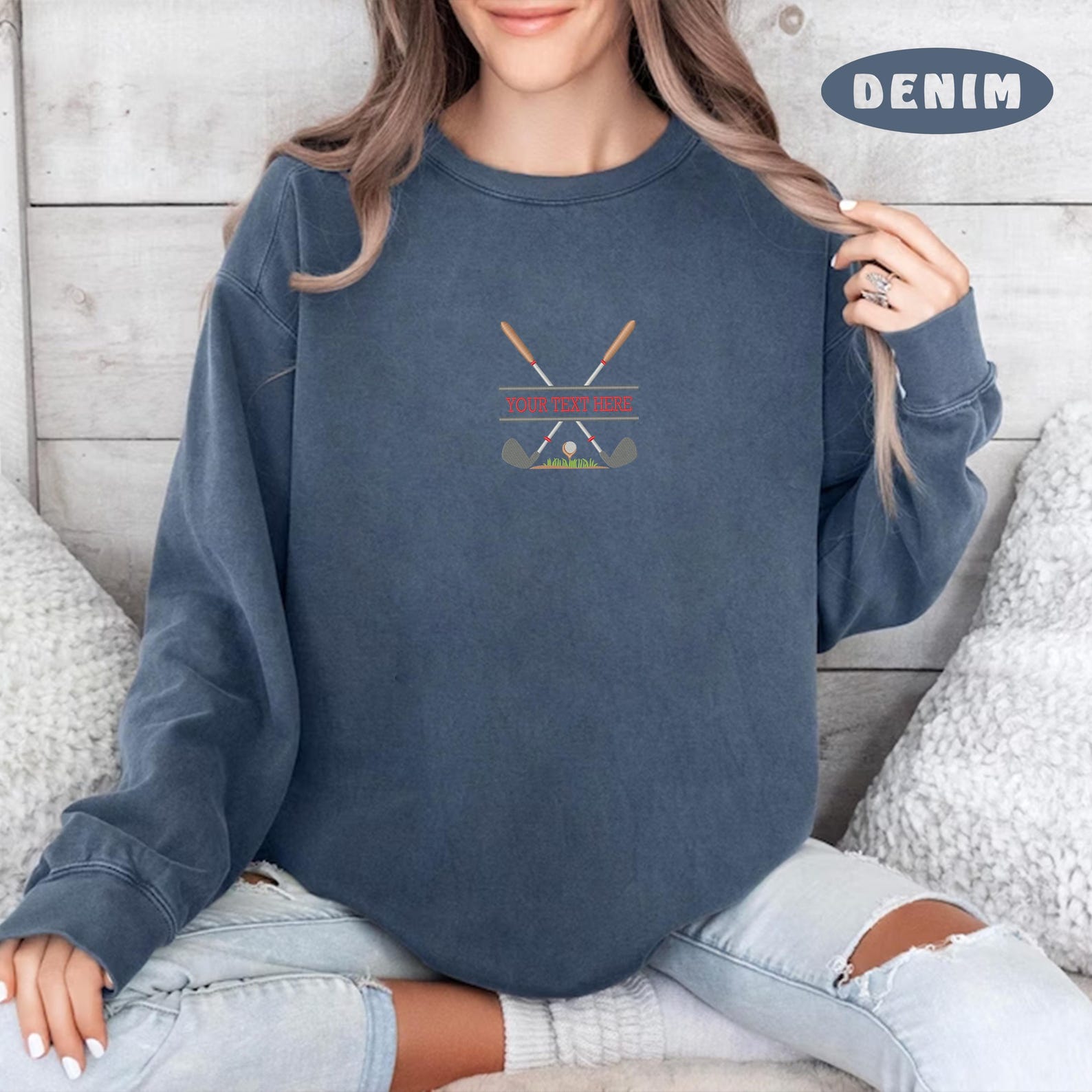 Embroidered Custom Golf Sweatshirt, Personalized Golf Sweater, Gift for ...