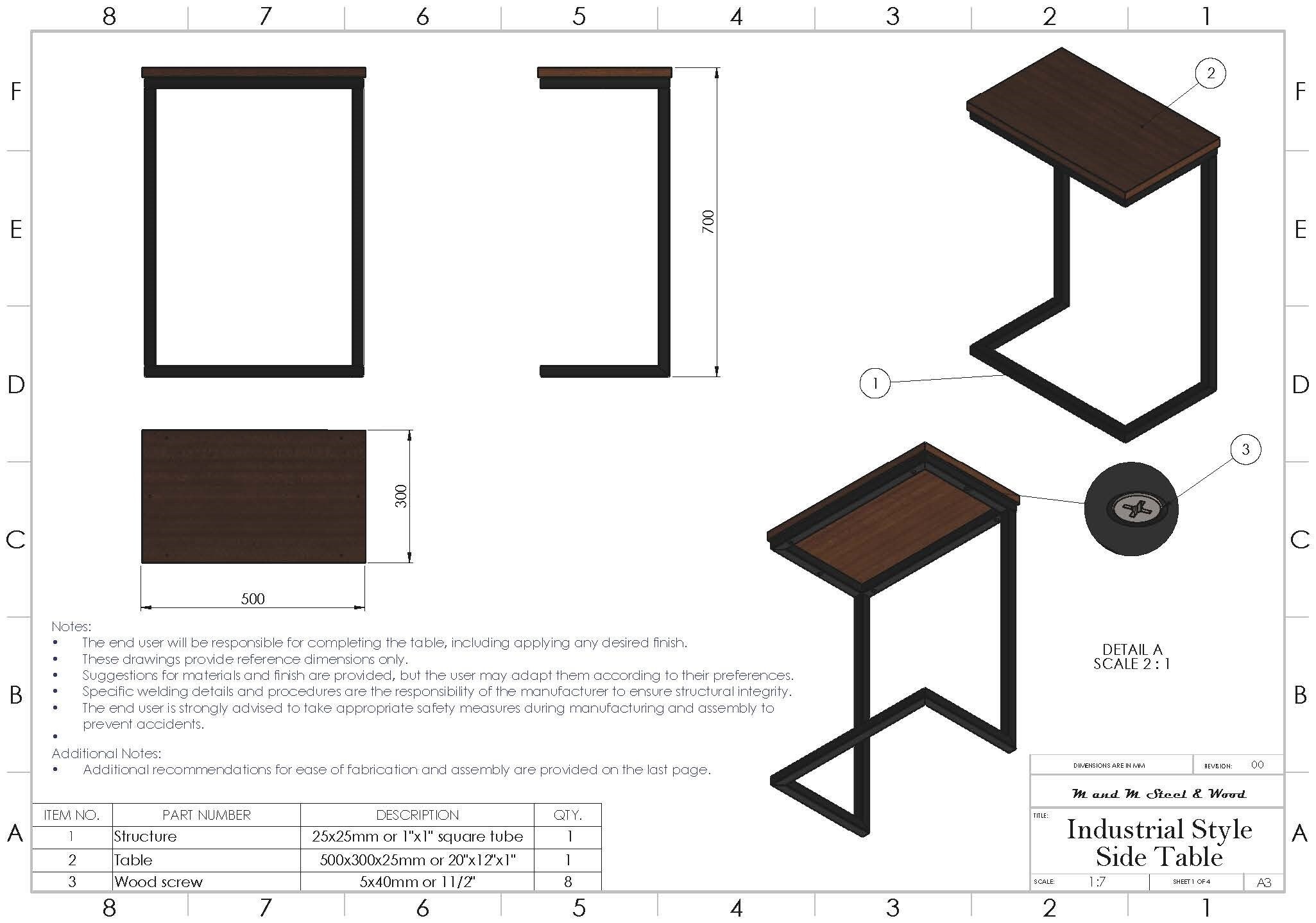 DIY Plans Industrial Style Side Table, Drawing, Industrial Furniture ...