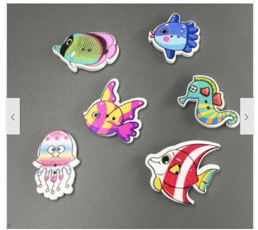 Fish and Other Sea Creatures Buttons Set of 10 / 304 - Etsy