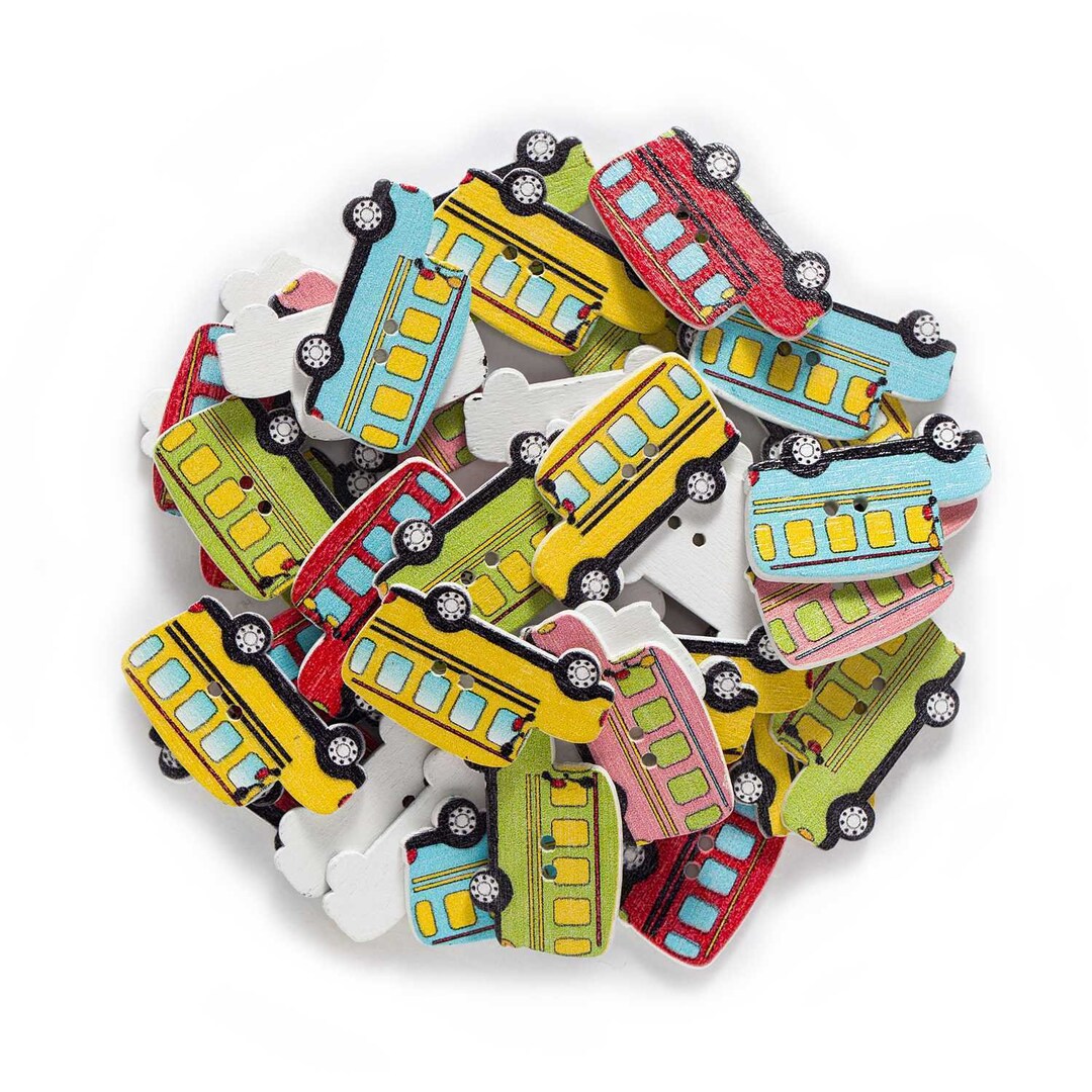 School Bus Wood Buttons 10 Pieces DD - Etsy