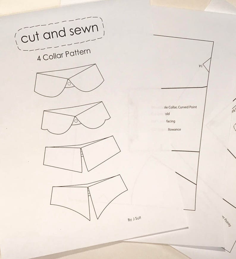 Women's Collar Printed Sewing Pattern, Set of 4 Collars Patterns ...