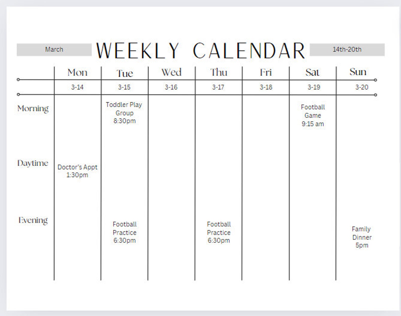 Weekly Planner, Daily Schedule, Printable, Minimalist Schedule ...