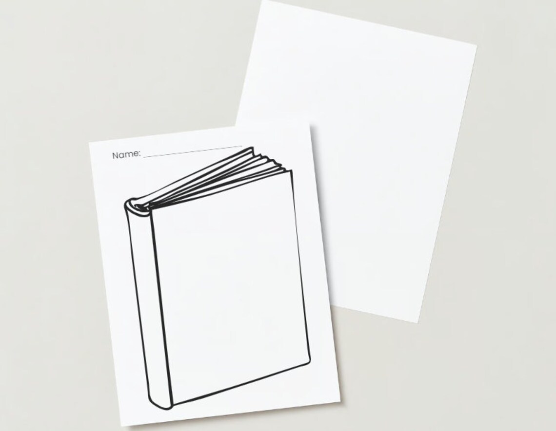 Book Cover Art Page, Printable, Writing and Reading Art - Etsy