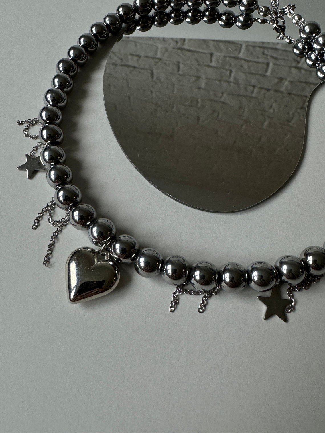 Nacklace Made of Natural Stones With a Heart-shaped Pendant - Etsy