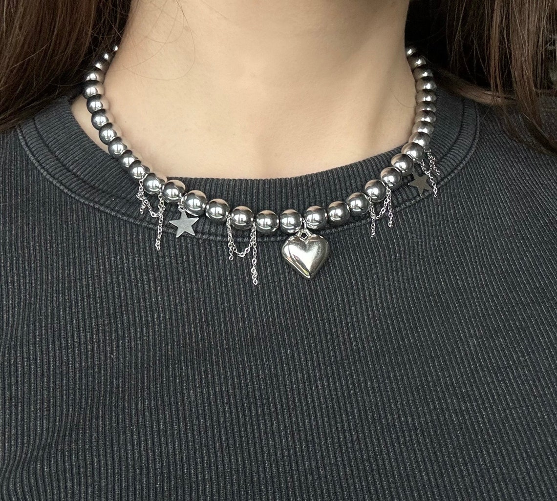 Nacklace Made of Natural Stones With a Heart-shaped Pendant - Etsy