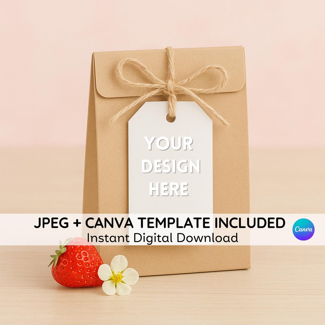 Strawberry Tag Mockup | Canva Template + JPEG | Gift Tag Mockup for ...