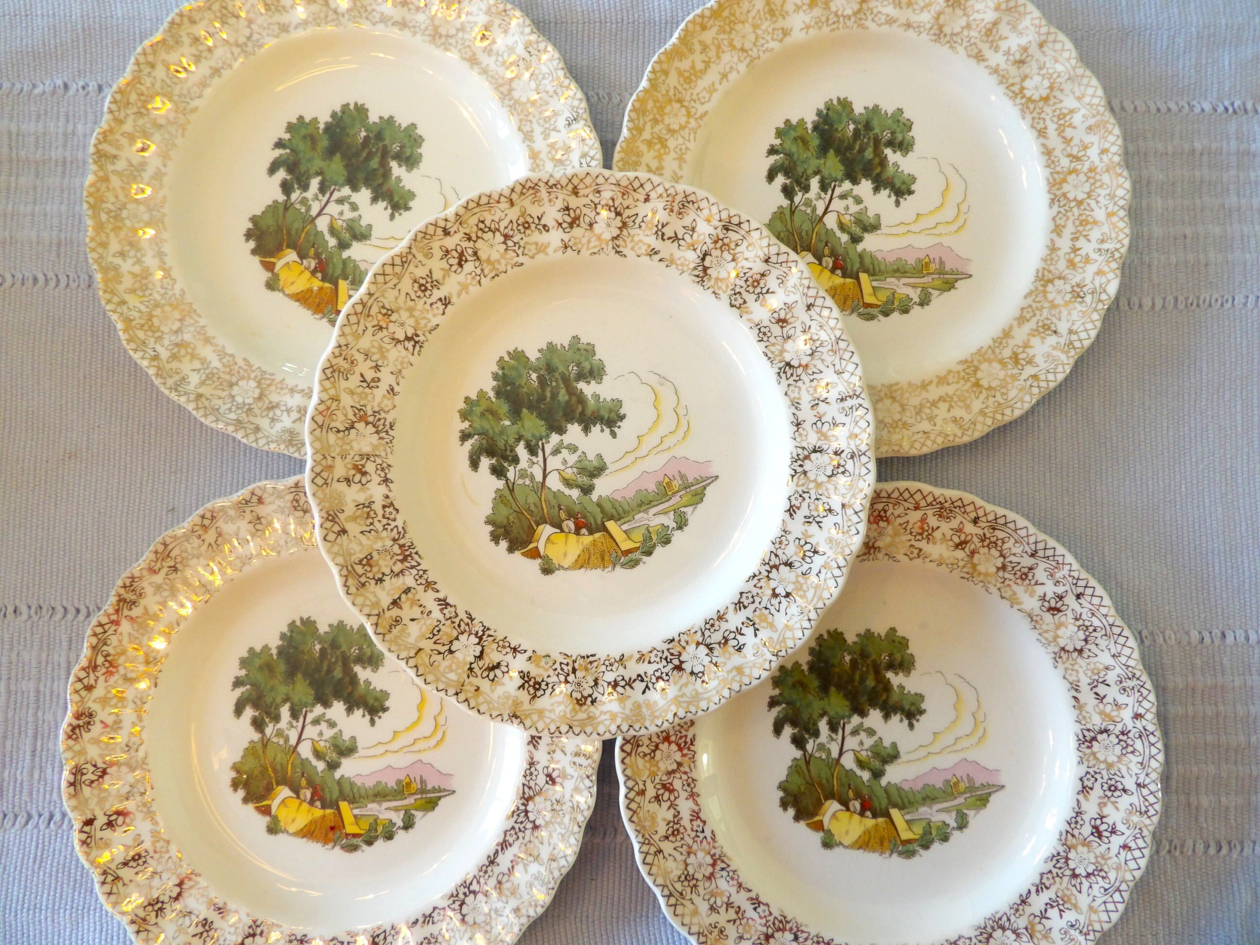 Set of 5 American Limoges Chateau France 22k Gold Dessert Plates - Etsy
