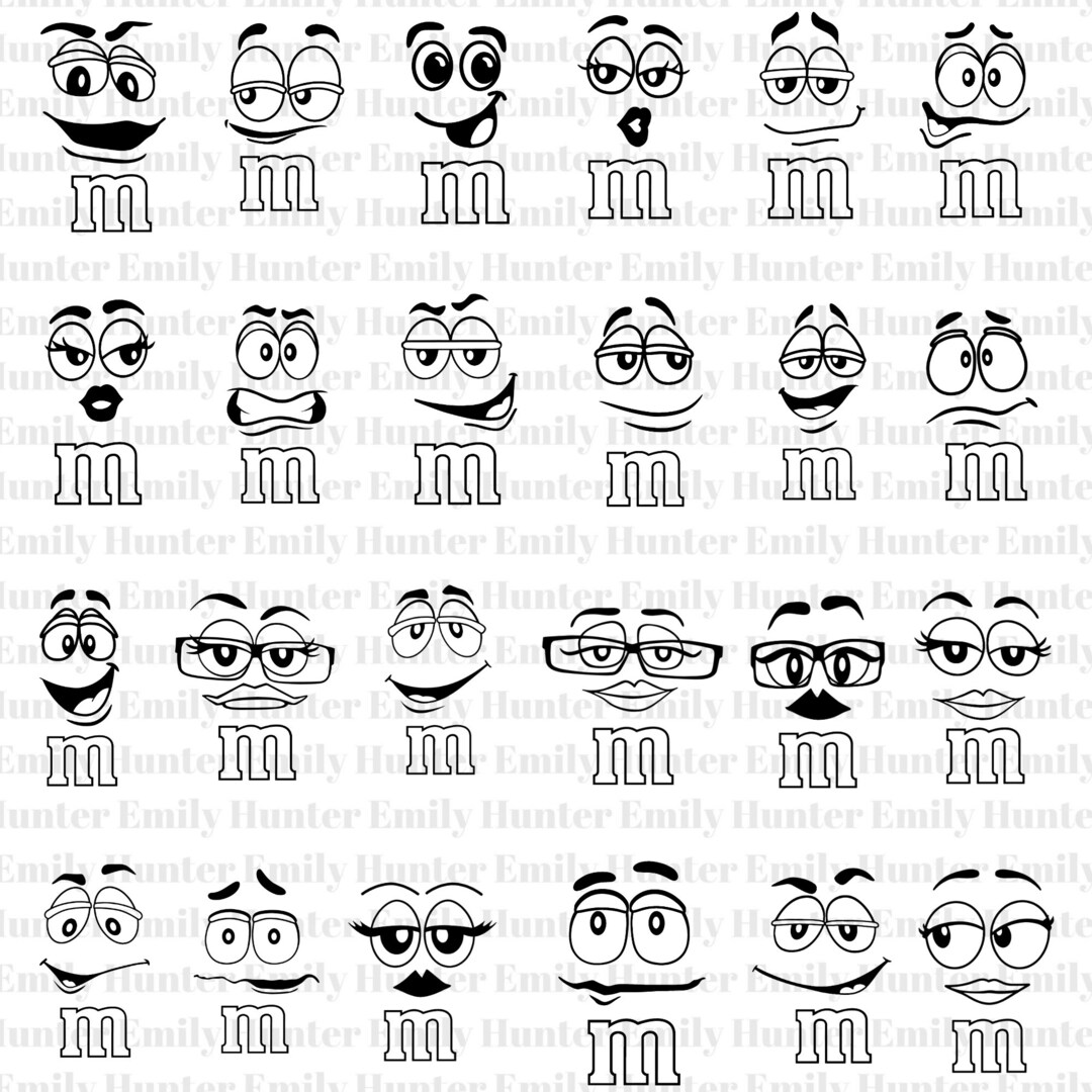 Faces Gestures Mimic SVG PNG With White Color Clipart Bundle Cricut ...